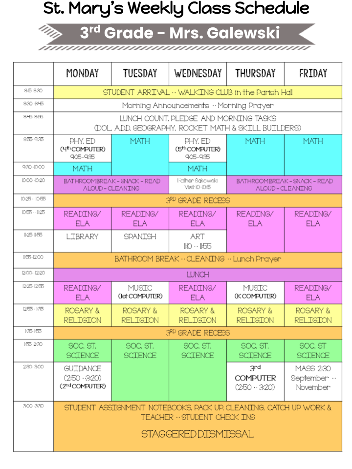 Erika Galewski - Class Schedules | Regis Catholic Schools